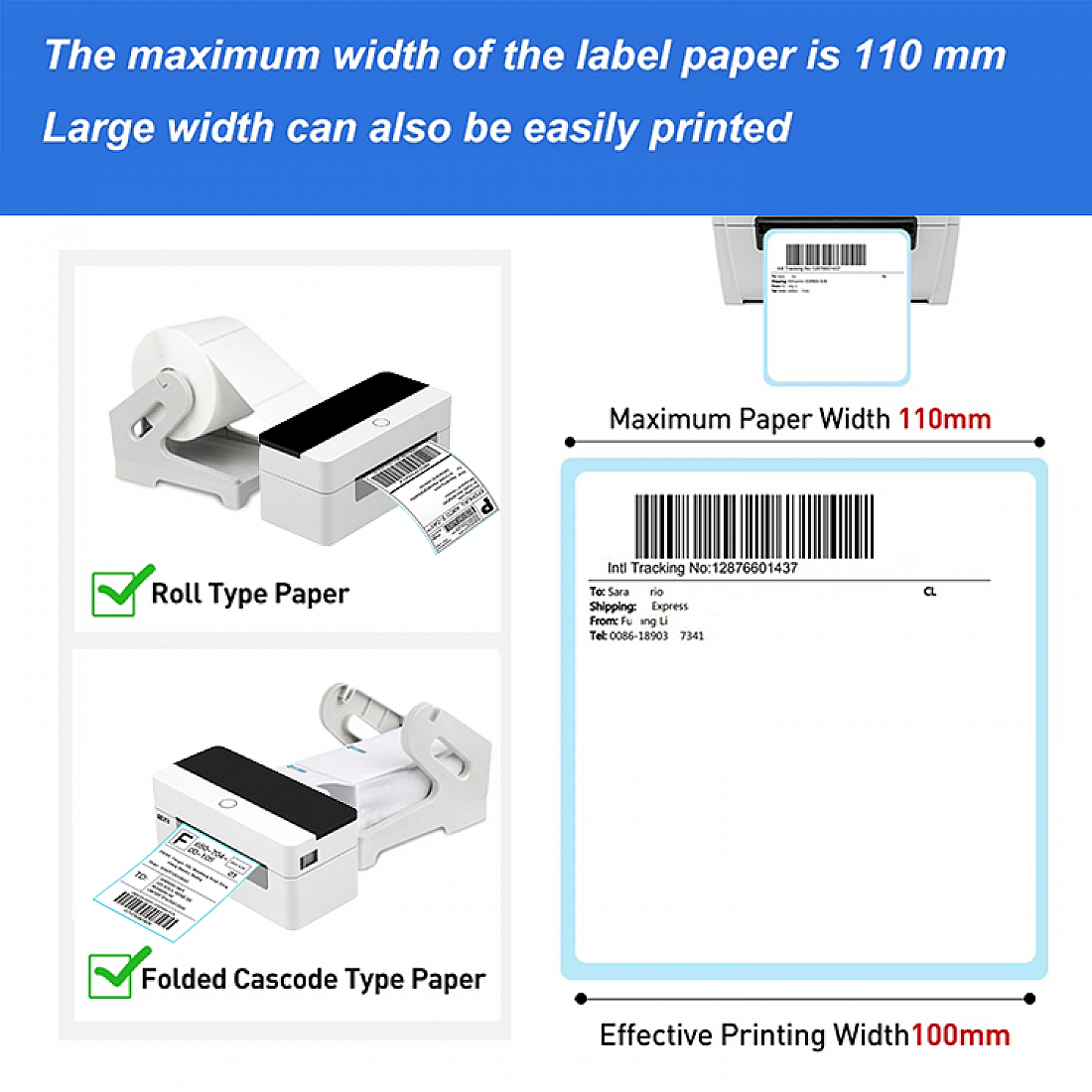 110mm 4X6 inch Best Shipping Label Printer Thermal Line Dot Barcode ...