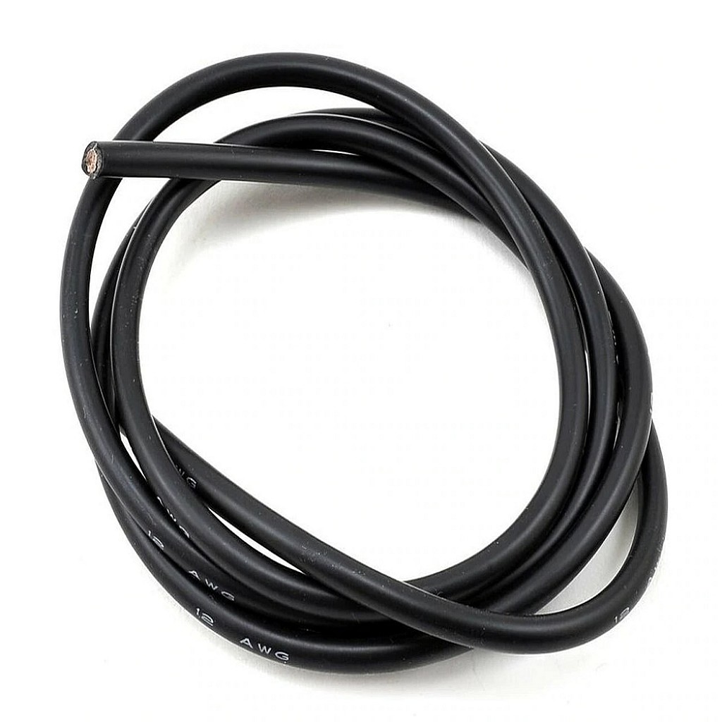 12AWG High Quality Black Silicon Wire - 1Meter