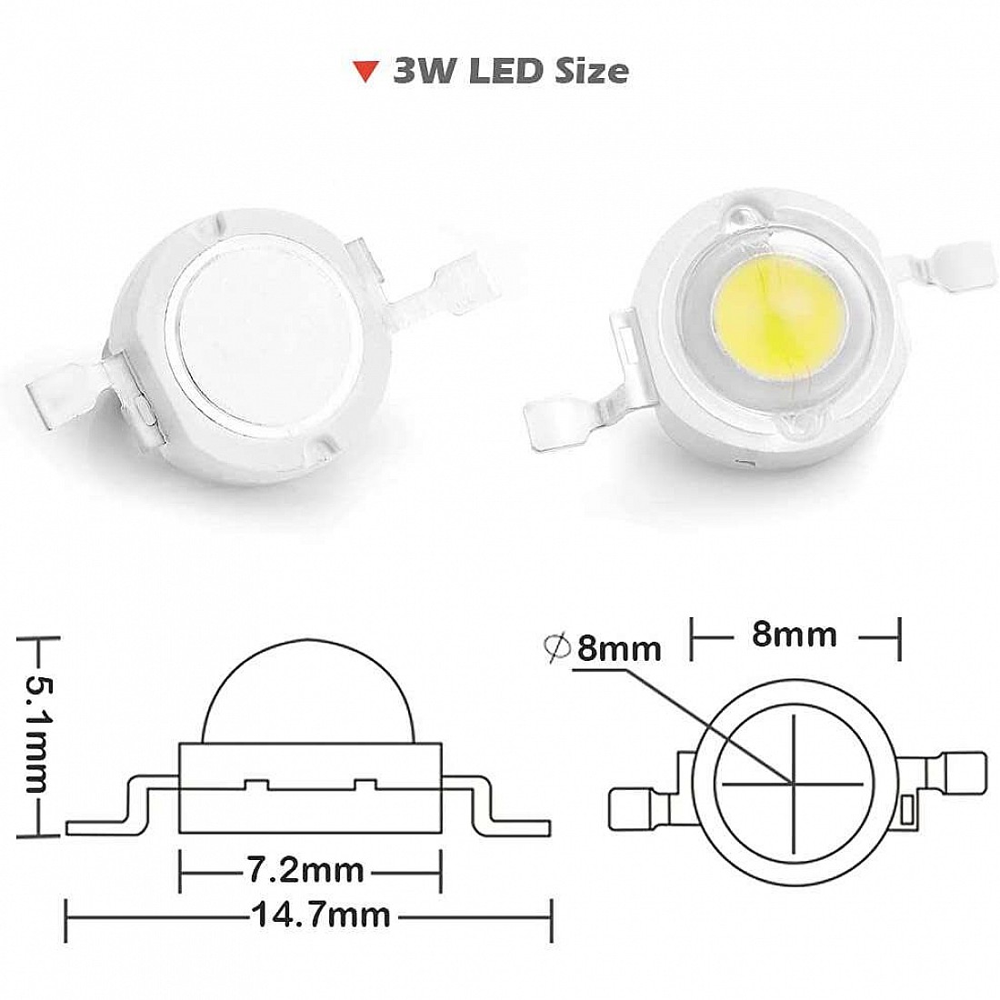 1W 3000-15000K High Power White SMD LED Light Beads | PureWhite