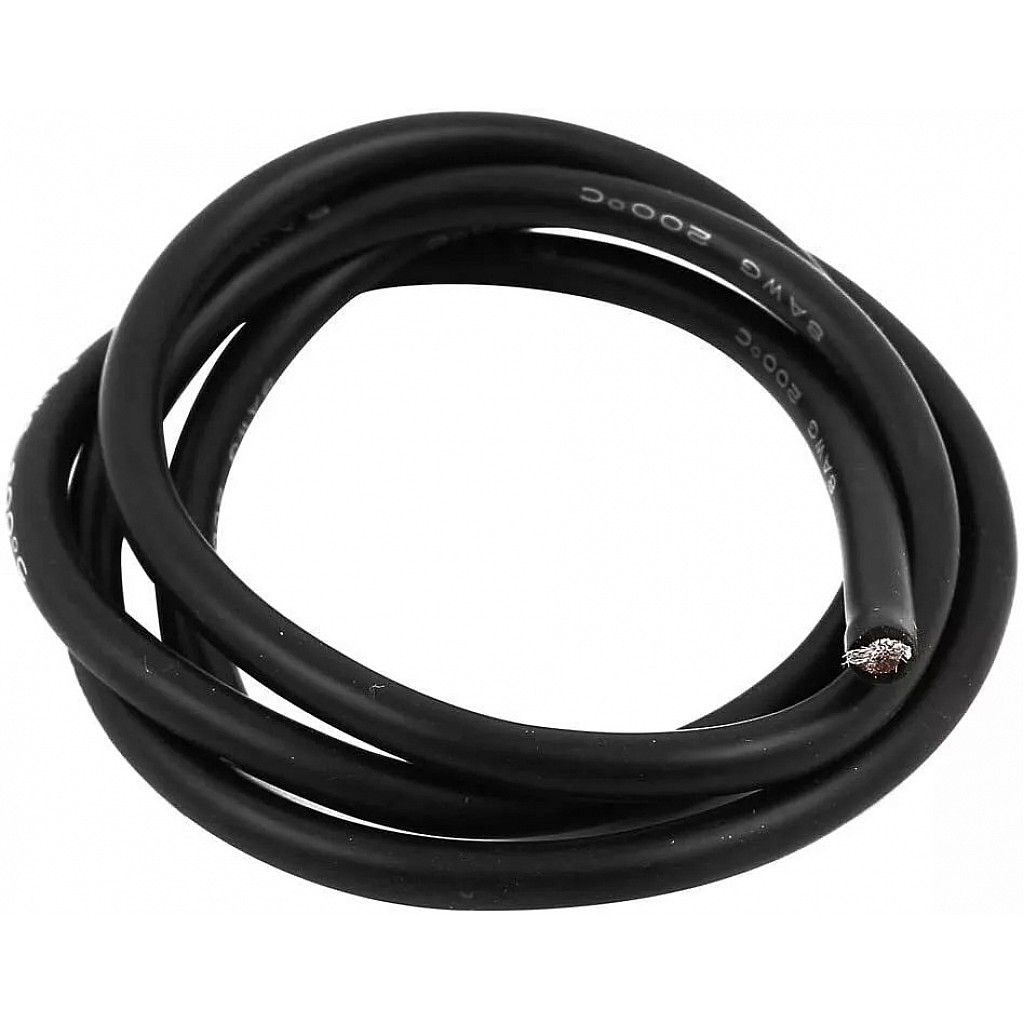 8AWG High Quality Black Silicon Wire - 1Meter