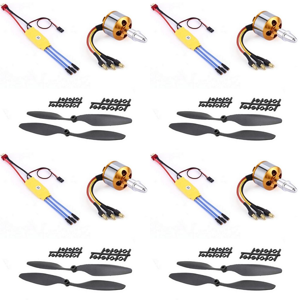 Combo of 1000KV Brushless Motor + 30A ESC + 1045 Propeller Pair (Set of 4)