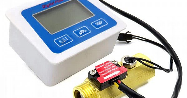 Digital LCD Display Water Flow Sensor Meter Temperature Time Record ...
