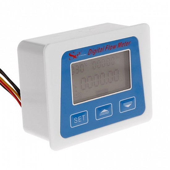 Digital LCD Display Water Flow Sensor Meter Temperature Time Record ...
