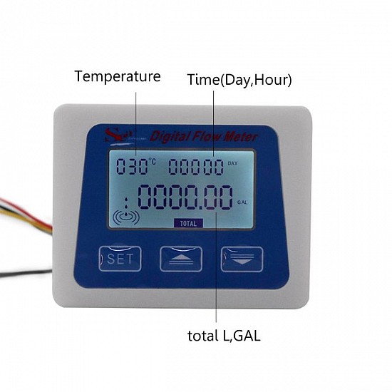 Digital LCD Display Water Flow Sensor Meter Temperature Time Record ...