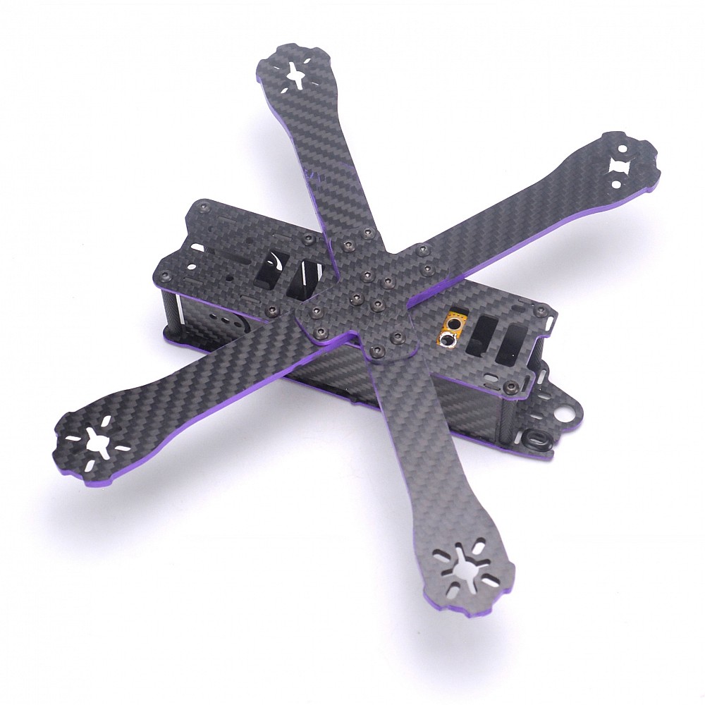 DIY X 220mm X-Type Carbon Fiber Frame with a touch of Purple Side Plate