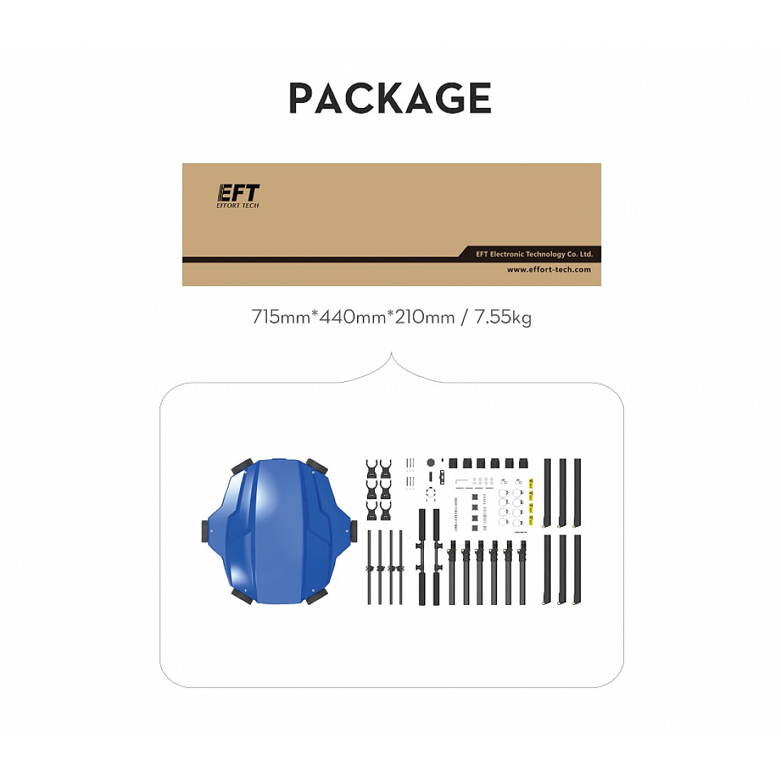 EFT E610P 6 Axis(HexaCopter) Agricultural Drone Frame