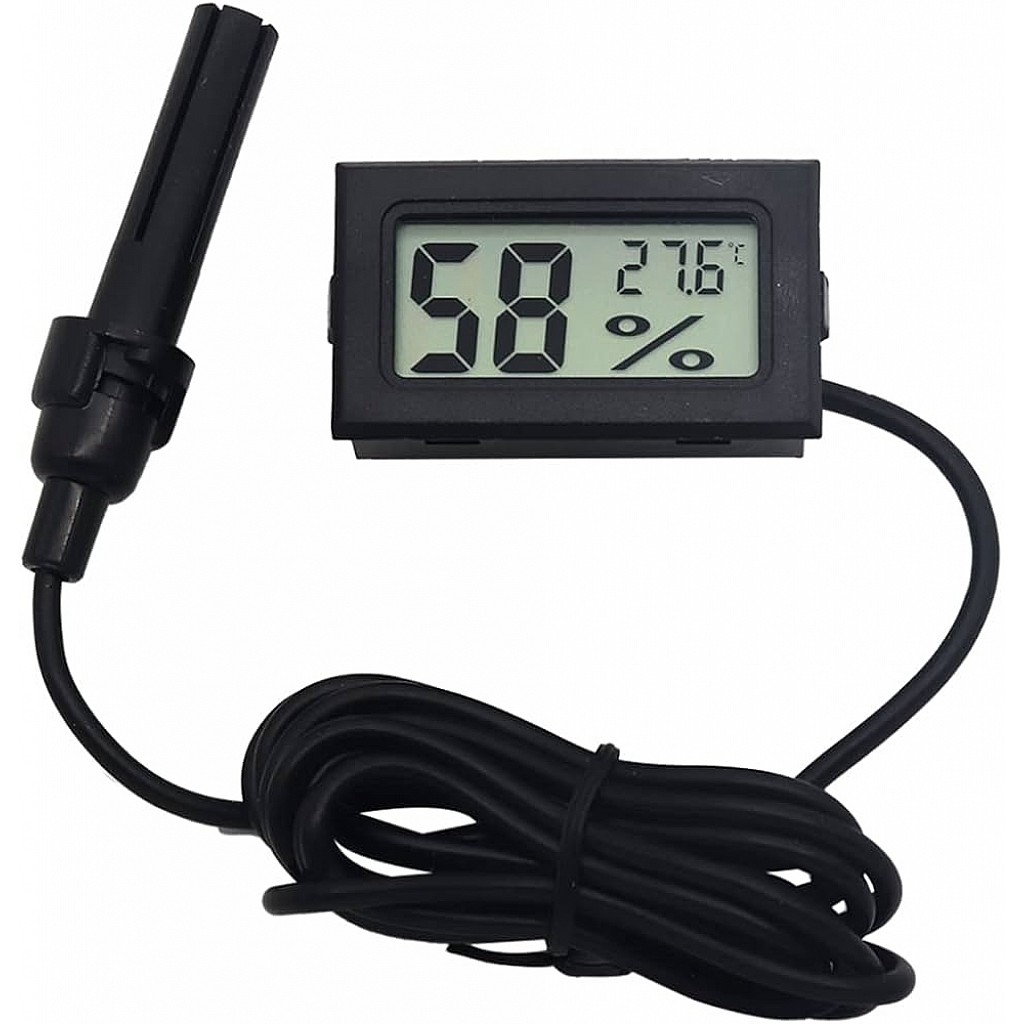 FY-12 Digital Thermometer & Hygrometer - 1m Probe - LCD
