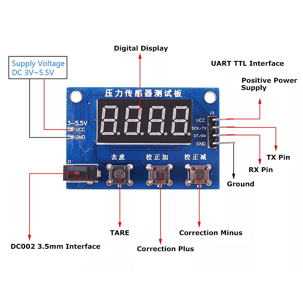 HX711 Digital Display Electronic Scale Weighing Pressure Sensor Module HX711 Digital Display Electronic Scale Weighing Pressure Sensor Module