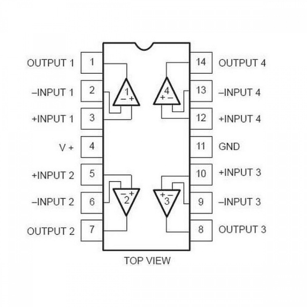 LM324 IC - Low Power Quad Op-Amp IC - FR433