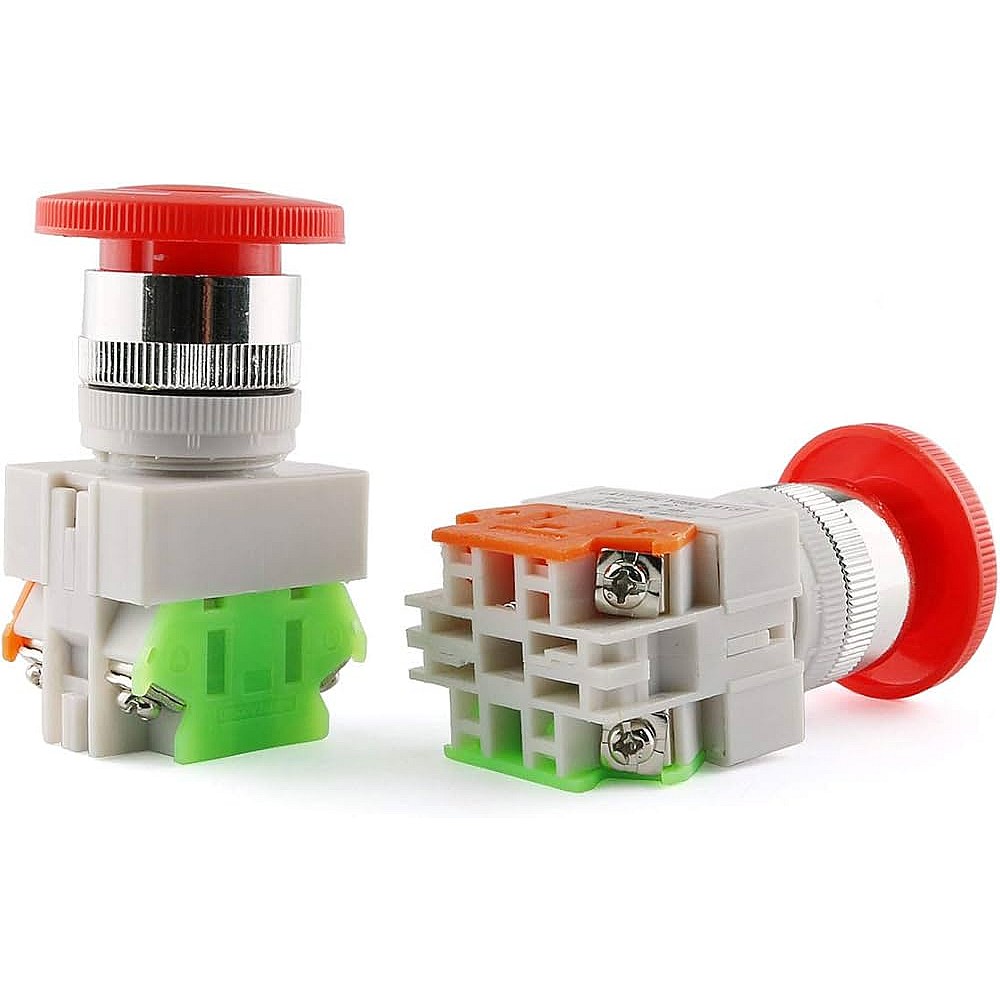 LAY37 01ZS 1 Open & 1 Closed Self-Locking 22mm Mushroom Head Emergency ...