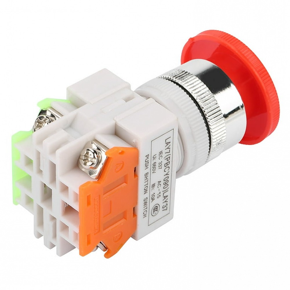LAY37 11ZS 1 Open & 1 Closed Self-Locking 30mm Mushroom Head Emergency ...