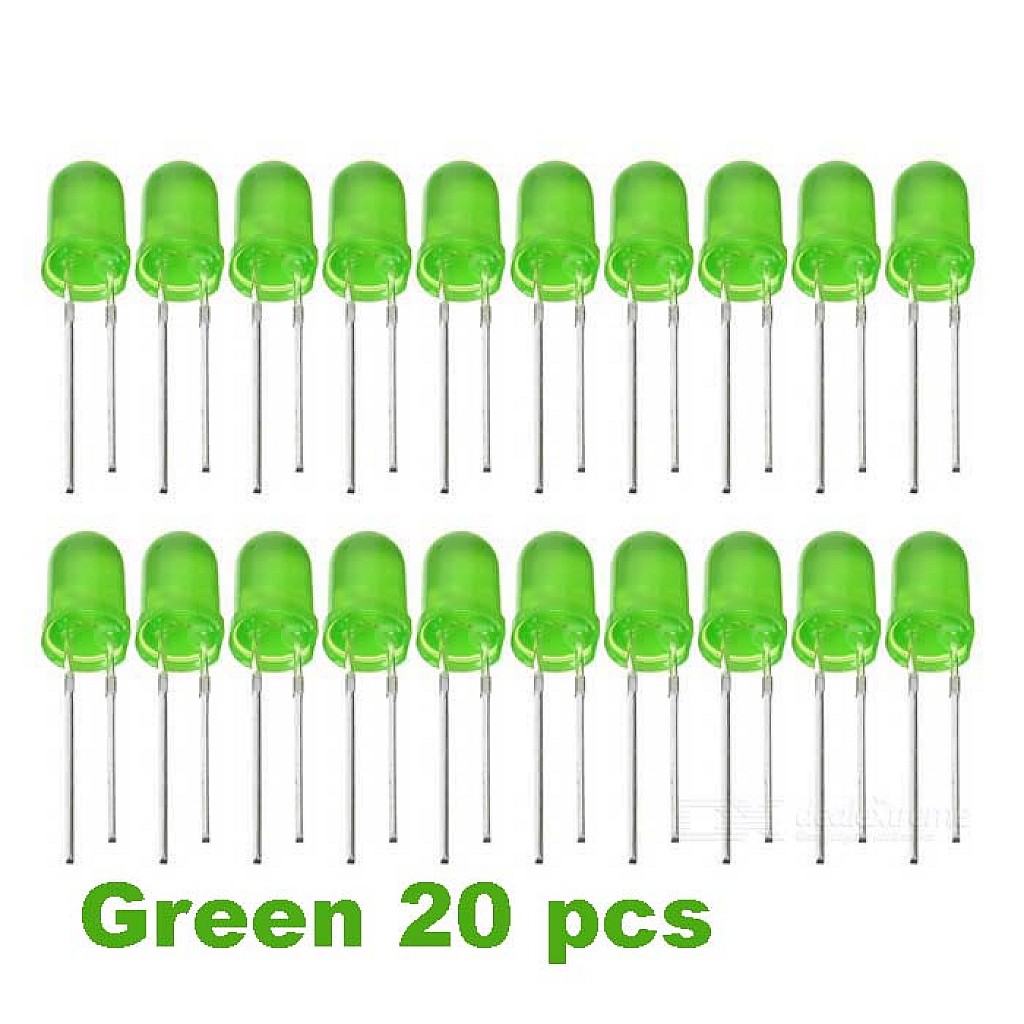 Green LED 5mm Pack Of 20 (Light Emitting Diod) - FR471
