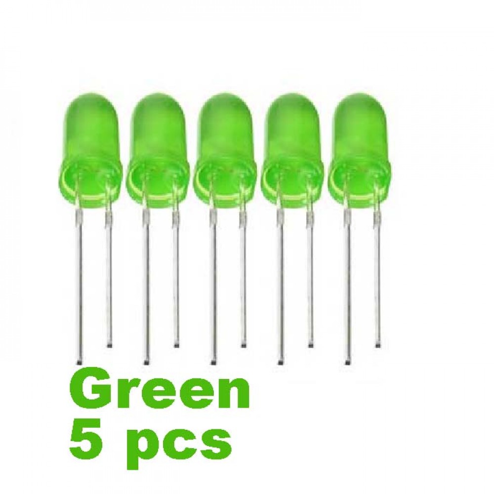Green LED 5mm Pack Of 5 (Light Emitting Diod) - FR303