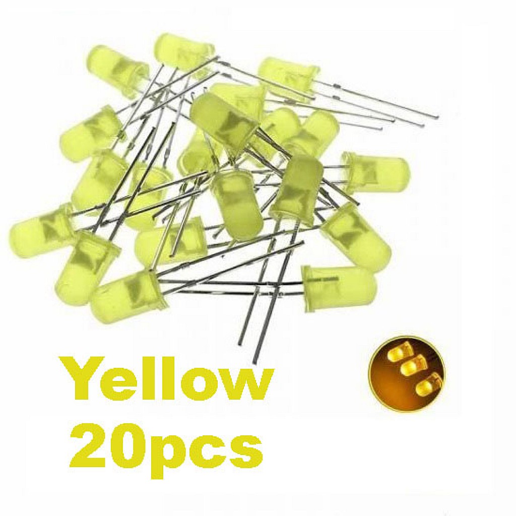 Yellow LED 5mm Pack Of 20 (Light Emitting Diod) - FR479