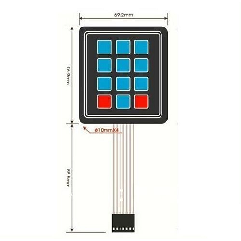 12 Keys 3x4 Matrix - Membrane Type Keypad - Flyrobo.in