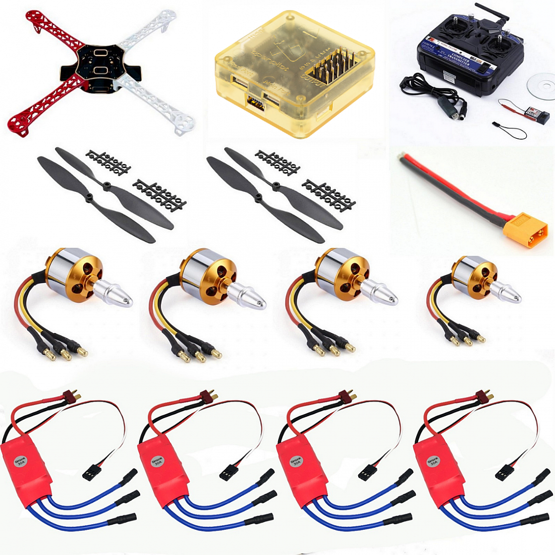 Quadcopter Drone Combo Kit with CC3D (Motor + ESC + Propeller + Flight ...