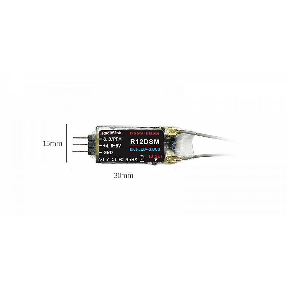 R12DSM Radiolink 2.4G 12CH DSSS FHSS Receiver for AT9 AT9S AT10 AT10II ...