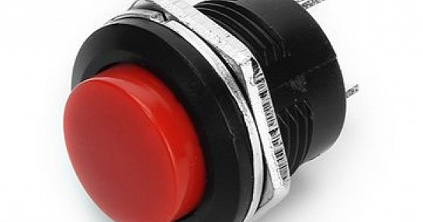 R13-507 16MM 2 Pin Self-Reset Round Cap Push Button Switch - Red