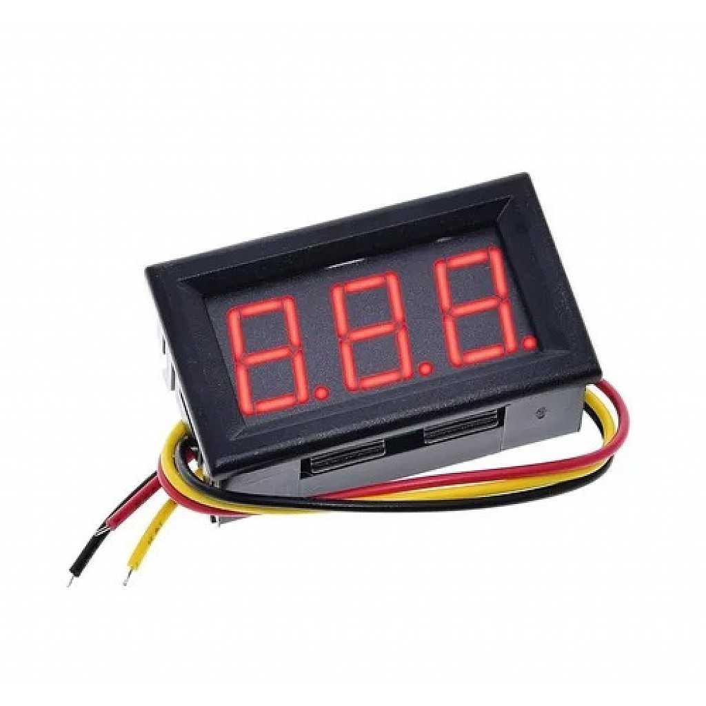 Red 0.36 inch Digital Three-Wire DC Voltmeter With Case