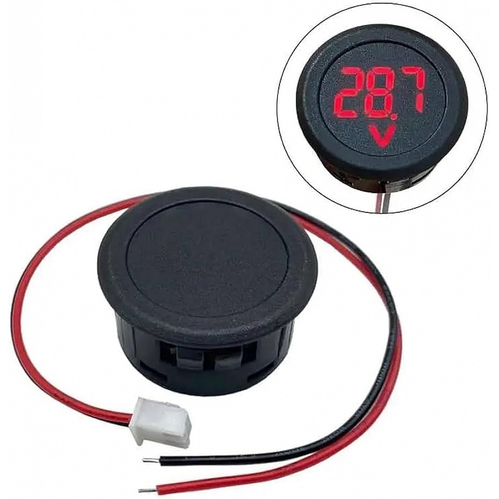 Round LED Digital Voltmeter Display DC 4-100V | Red