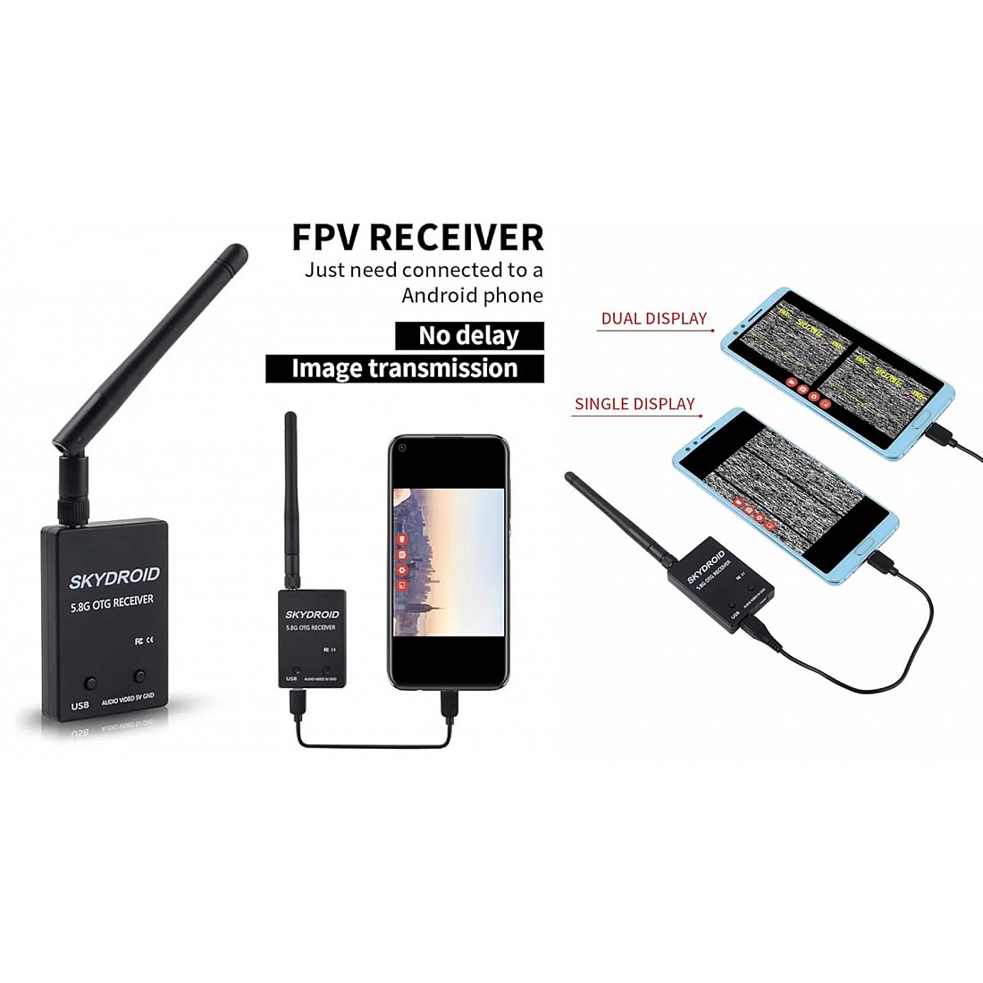 Skydroid 5.8GHz Single Antenna OTG FPV Receiver For Smartphones