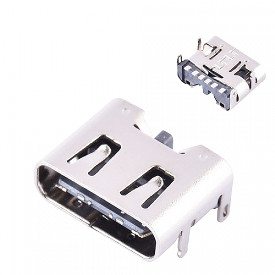 USB3.1 Type-C 6Pin SMD Female Socket Connector with 4 Fixed Feet | with shrapnel