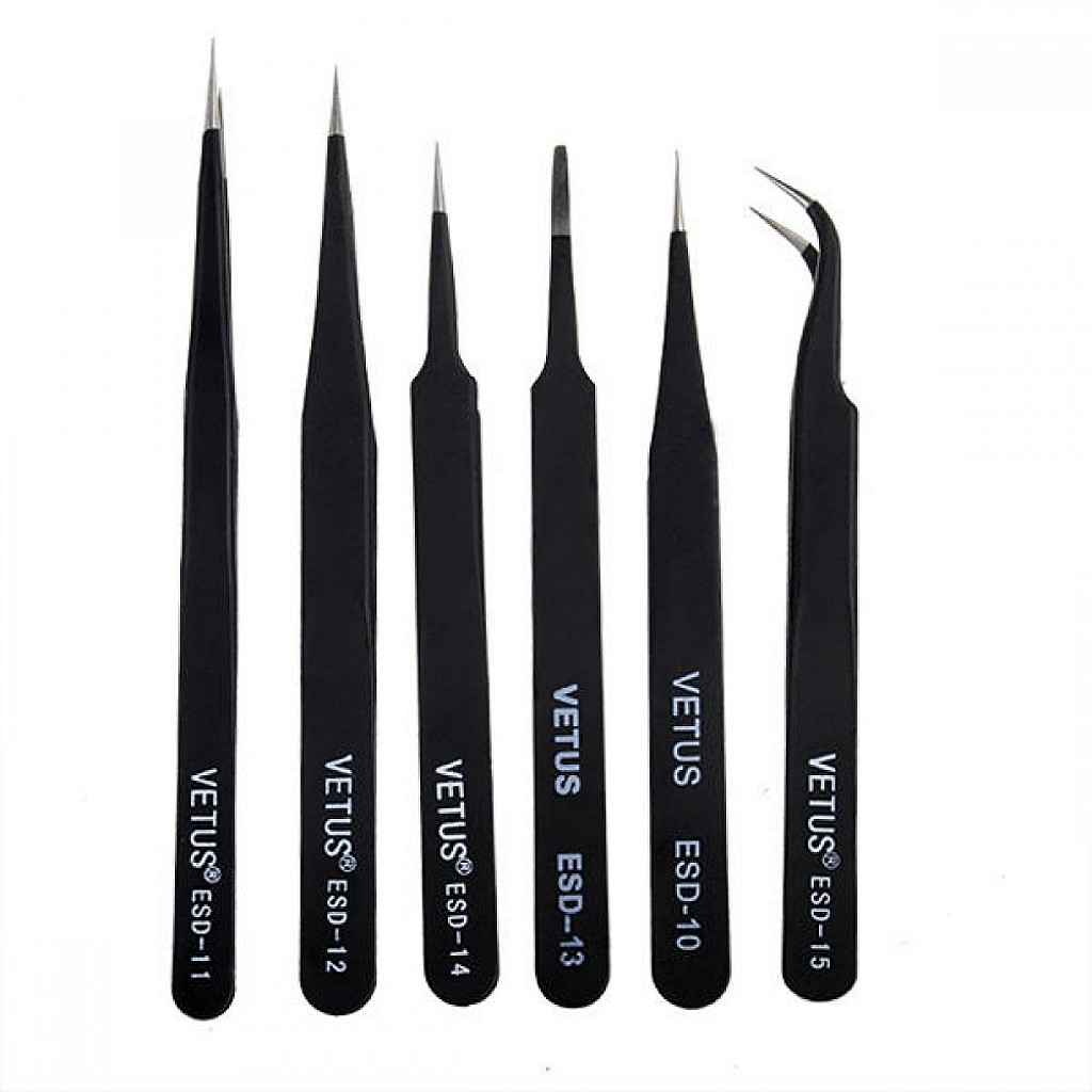 Vetus Anti-Static Tweezers Set - 6pcs