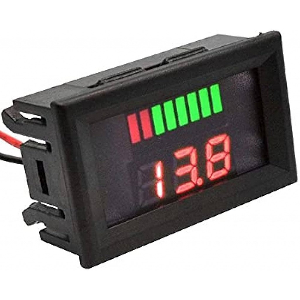 12V-60V Waterproof Battery Meter - Red LED Voltage & Capacity Display