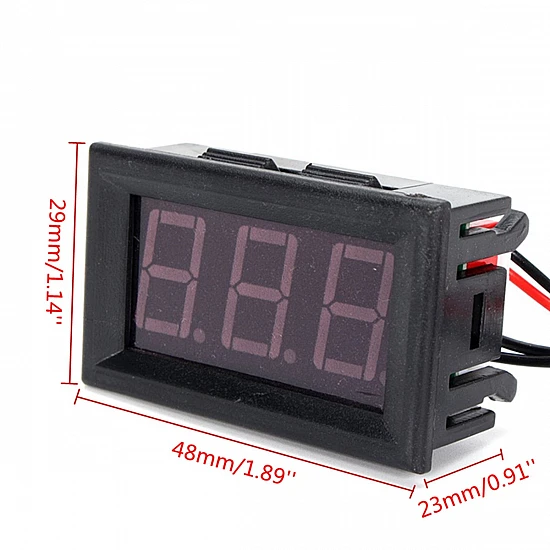 12V Red LED Digital Thermometer - Waterproof Probe - Car & Refrigerator