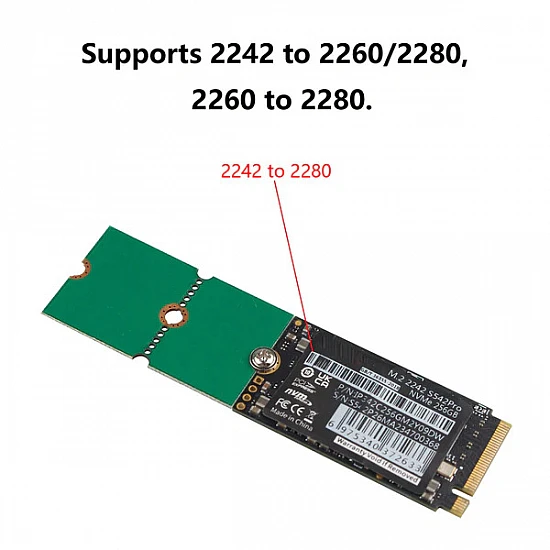 M.2 SSD Extension Bracket 2242/2260 to 2280 Adapter